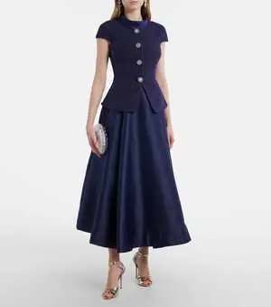 SELF-PORTRAIT Bouclé Taffeta Midi Dress