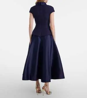 SELF-PORTRAIT Bouclé Taffeta Midi Dress