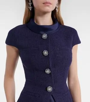 SELF-PORTRAIT Bouclé Taffeta Midi Dress