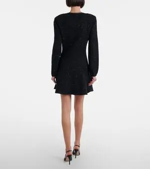 SELF-PORTRAIT Bow-detail Sequined Knitted Minidress