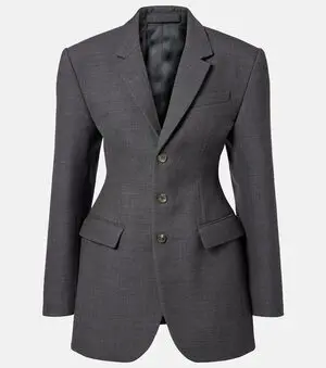 Wardrobe.NYC Peplum Virgin Wool Blazer - Grey