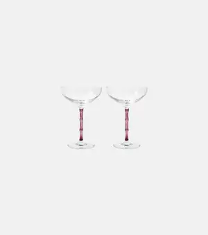 La DoubleJ Bamboo Set Of 2 Crystal Champagne Coupes - Pink