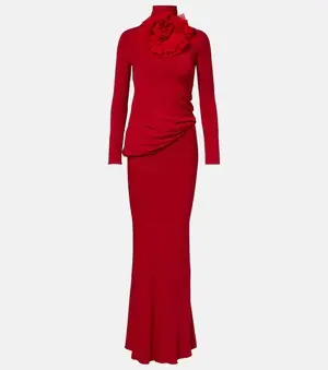 Magda Butrym Floral-appliqué Draped Jersey Gown