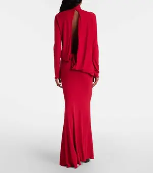 Magda Butrym Floral-appliqué Draped Jersey Gown