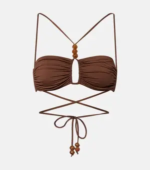 Magda Butrym Beaded Bikini Top - Brown