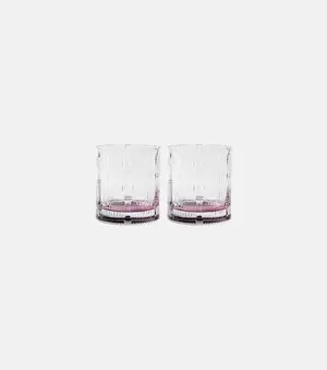 La DoubleJ Bamboo Set Of 2 Crystal Tumblers - Transparent