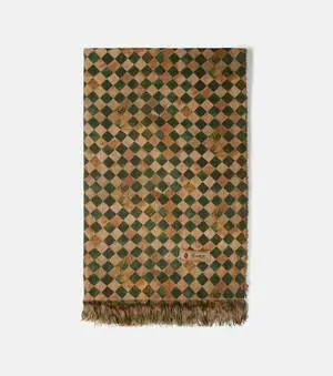 THE HOUSE OF LYRIA Tormento Checked Linen Tablecloth - Green