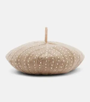 Max Mara Svelto Embellished Cashmere Beret - Beige
