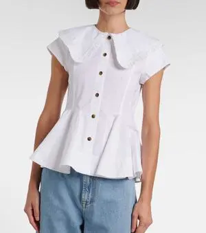 GANNI Ruffled Cotton-blend Shirt