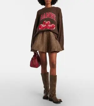 GANNI Printed Alpaca And Wool-blend Sweater - Brown