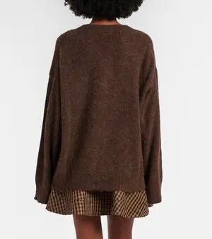 GANNI Printed Alpaca And Wool-blend Sweater - Brown