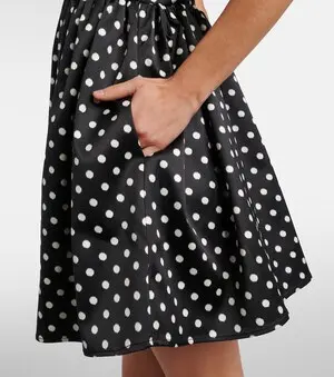 GANNI Bow-detail Polka-dot Satin Minidress - Black