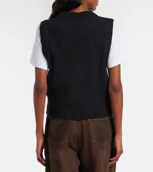 GANNI Printed Wool-blend Vest - Black
