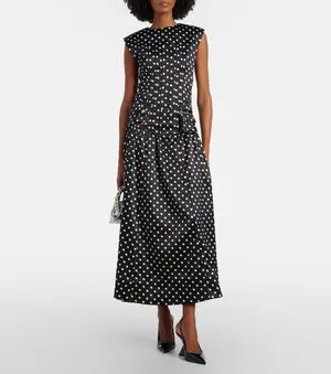 GANNI Polka-dot Satin Maxi Skirt
