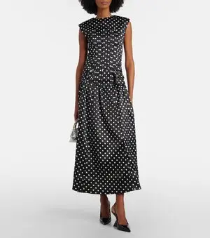 GANNI Polka-dot Satin Corset Top - Black