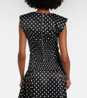 GANNI Polka-dot Satin Corset Top - Black