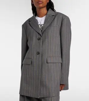 GANNI Pinstripe Blazer - Grey