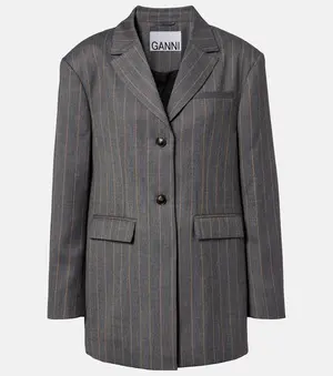 GANNI Pinstripe Blazer - Grey