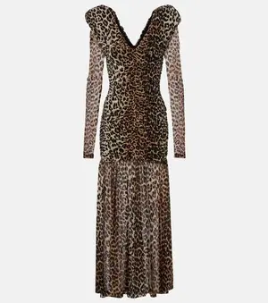 GANNI Leopard-print Cloqué Maxi Dress
