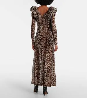 GANNI Leopard-print Cloqué Maxi Dress