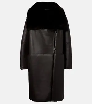 TOTEME Shearling-lined Leather Overcoat - Brown