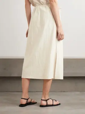 DEIJI STUDIOS Checked Organic Cotton-poplin Midi Skirt