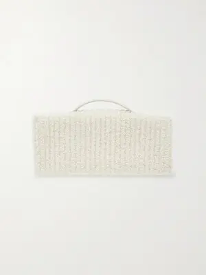 Bottega Veneta Andiamo Long Leather-trimmed Ribbed Bouclé Clutch - Neutrals