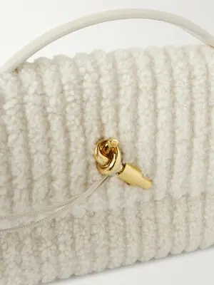 Bottega Veneta Andiamo Long Leather-trimmed Ribbed Bouclé Clutch - Neutrals