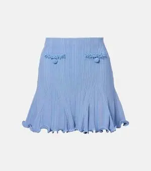 SELF-PORTRAIT Beaded Ribbed-knit Miniskirt