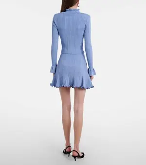 SELF-PORTRAIT Beaded Ribbed-knit Miniskirt