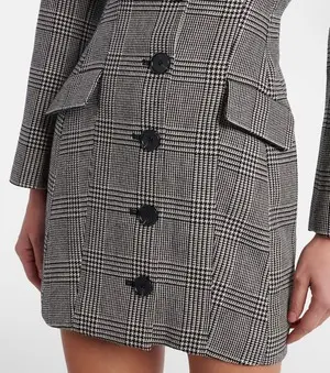 SELF-PORTRAIT Checked Wool-blend Minidress
