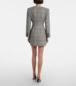 SELF-PORTRAIT Checked Wool-blend Minidress