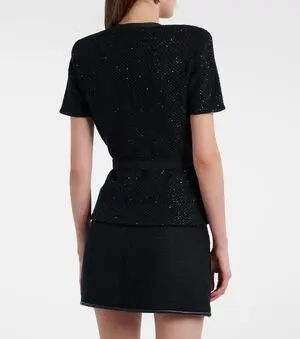 SELF-PORTRAIT Sequined Knitted Top