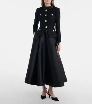 SELF-PORTRAIT Boucle Taffeta Midi Dress