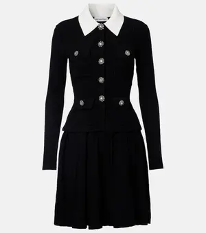 SELF-PORTRAIT Embellished Pleated Mini Dress