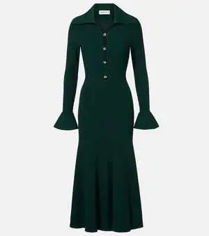 SELF-PORTRAIT Ribbed-knit Midi Dress