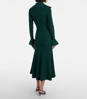SELF-PORTRAIT Ribbed-knit Midi Dress