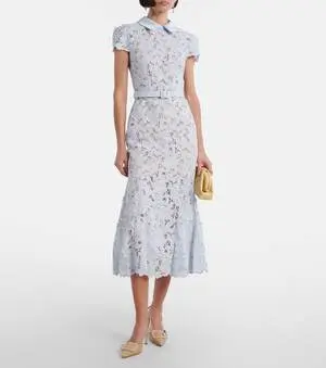 SELF-PORTRAIT Floral Guipure Lace Midi Dress