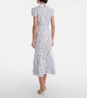 SELF-PORTRAIT Floral Guipure Lace Midi Dress