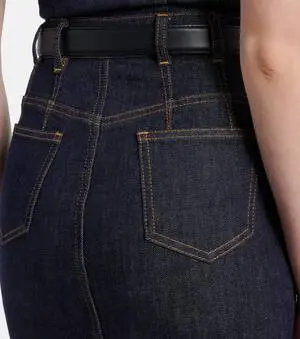SELF-PORTRAIT Belted Denim Midi Dress