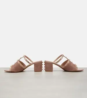 Valentino Garavani Rockstud 60 Leather Mules - Beige