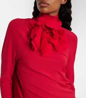Magda Butrym Floral-applique Draped Jersey Gown