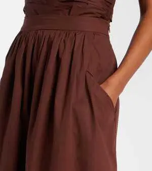 ADRIANA DEGREAS Pleated Cotton Maxi Skirt