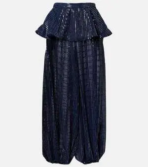 ADRIANA DEGREAS Sequined Wide-leg Pants - Blue