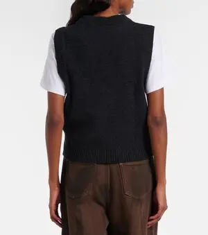 GANNI Printed Wool-blend Vest - Black