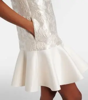 GANNI Floral Satin Cloque Minidress