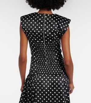 GANNI Polka-dot Satin Corset Top - Black
