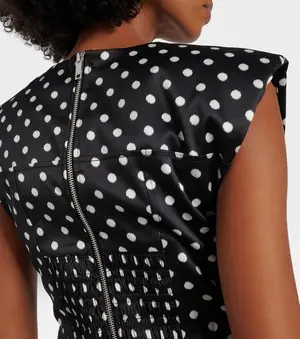 GANNI Polka-dot Satin Corset Top - Black