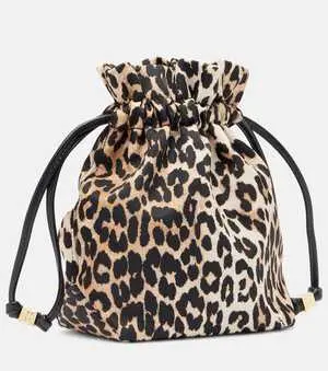 GANNI Leopard-print Pouch - Brown