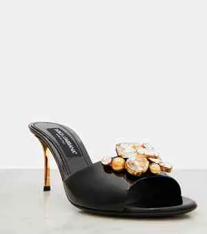 Dolce & Gabbana Embellished Patent Leather Mules